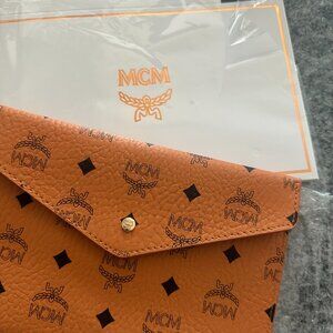 MCM | Bags | Mcm Cognac Envelope Clutch New Wbox Gwp Novelty Item ...